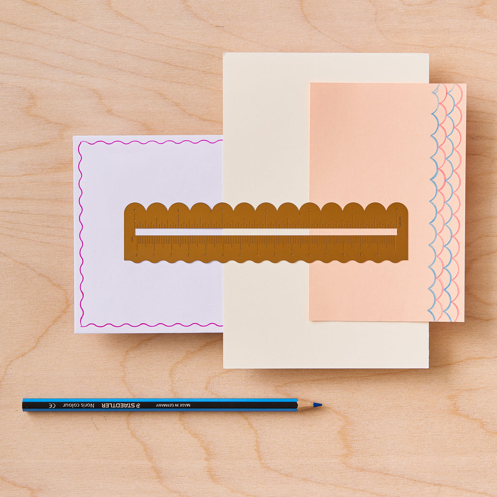 Wavy and scalloped edge brass ruler | Stationery gifts, back to school ...